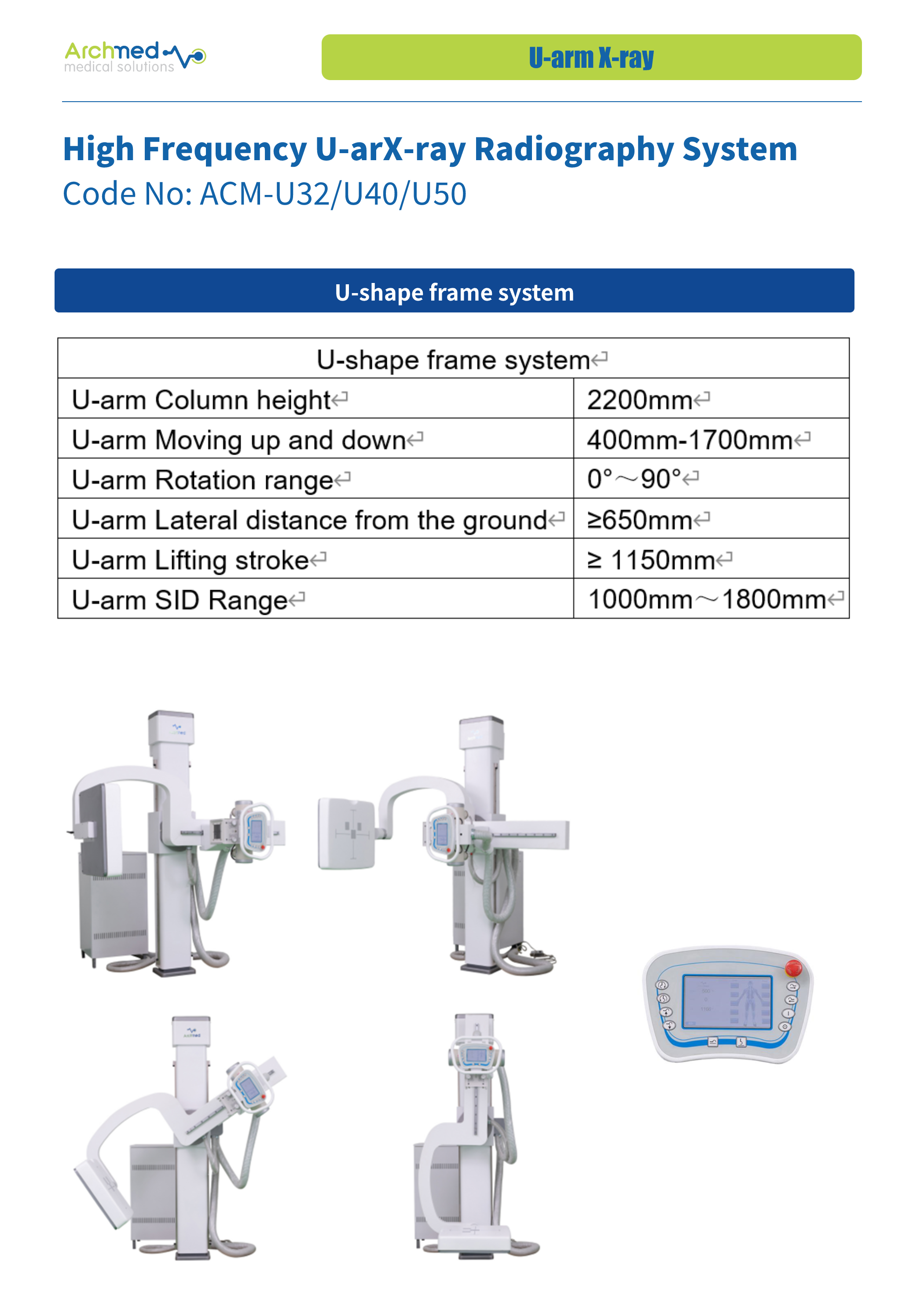 High Frequency U-arm X-ray Radiography System